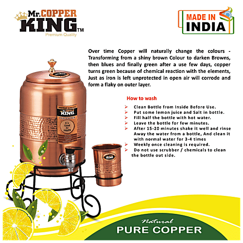Buy Mr. Copper King Water Tank Matka With Stand - Increases Immunity ...