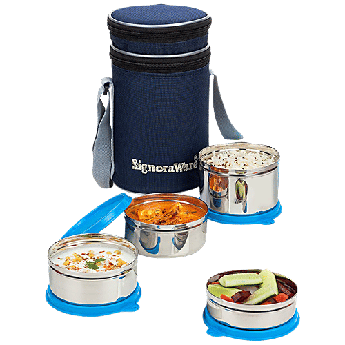 Buy Signoraware Executive Stainless Steel Lunch Box Set - Leakproof ...
