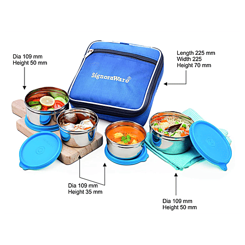 Buy Signoraware Fresh Steel Lunch Box Set - Leakproof Online at Best ...