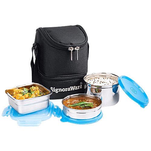 Buy Signoraware Trio Steel Lunch Box - Leakproof Online at Best Price ...