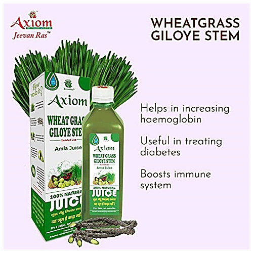 Buy Axiom Wheat Grass Giloye Stem Enriched With Amla Juice - Pure ...