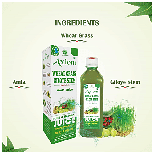 Buy Axiom Wheat Grass Giloye Stem Enriched With Amla Juice - Pure ...