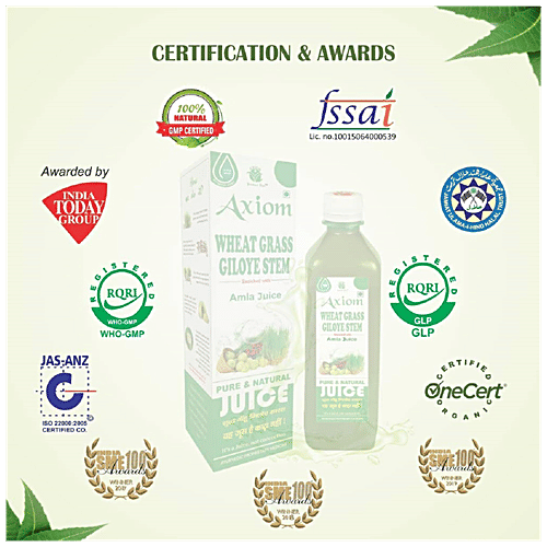 Buy Axiom Wheat Grass Giloye Stem Enriched With Amla Juice - Pure ...