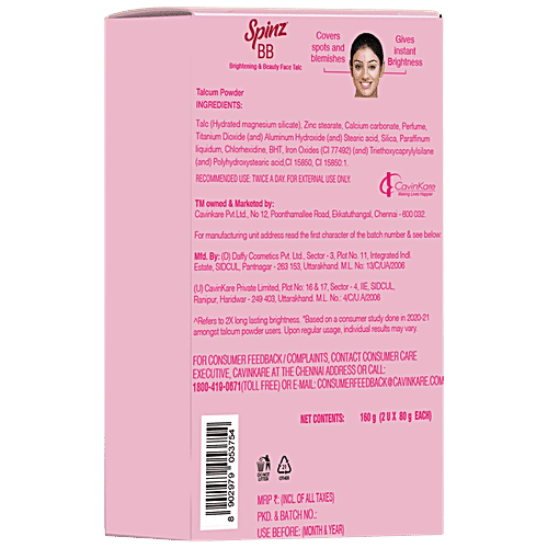 Buy Spinz BB Brightening & Beauty Face Talc - Radiant Pink, For Instant ...