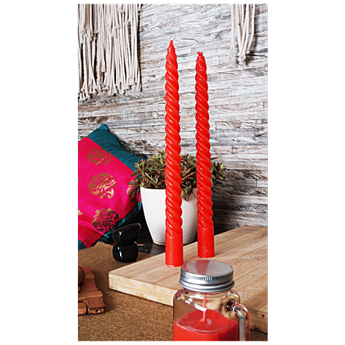 Buy VC Spiral Dinner Candles - Red, 100% High-quality Wax Online at ...