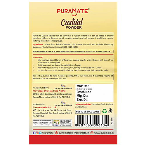 Buy Puramate Custard Powder - Vanilla Online at Best Price of Rs 36 ...