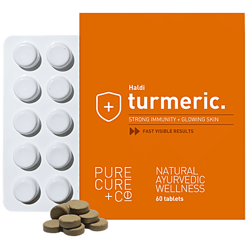 Buy PURECURE+CO Haldi Turmeric Tablets - Strong Immunity + Glowing Skin ...