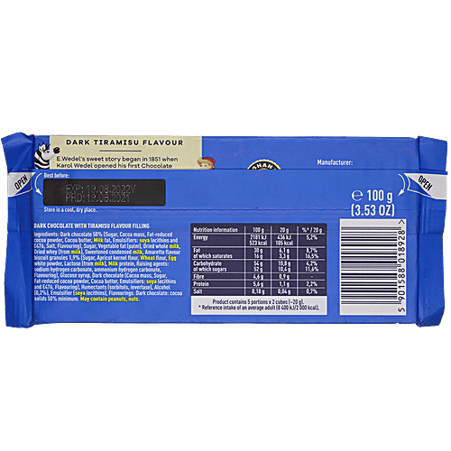 Buy Wedel Dark Chocolate With Tiramisu Filling Bar - Rich Flavour ...