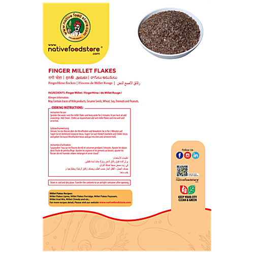 Buy Nativefoodstore Ragi/Finger Millet Flakes - Rich In Protein & Fibre ...