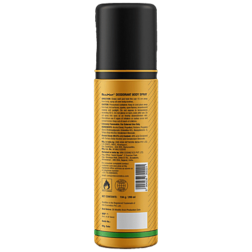 Buy REALMAN Real Man Deodorant Body Spray - Thrill, Intense Sensual ...