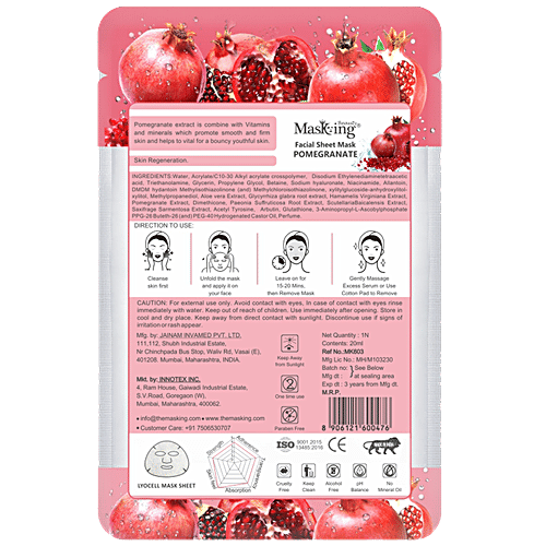 Buy MasKing Facial Sheet Mask For Beauty - Pomegranate Online at Best ...