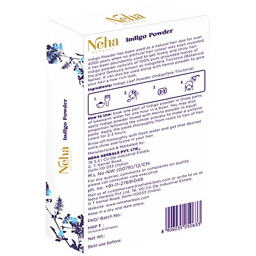 Buy Neha Herbals Indigo Powder - Natural Hair Colour Dye Online at Best ...