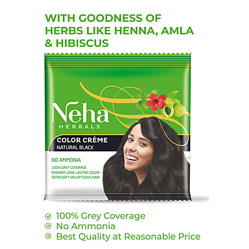 Buy Neha Herbals Color Creme - Natural Black, 100% Grey Coverage ...