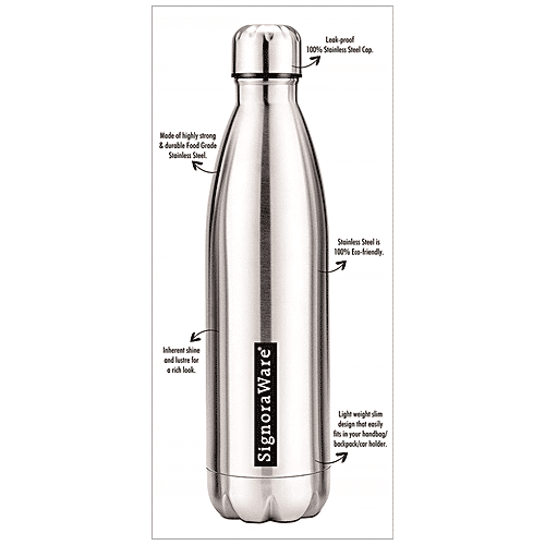 Buy Signoraware Aace Single Walled Stainless Steel Fridge Water Bottle ...