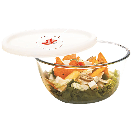 Buy Signoraware Mixing Bowl High Borosilicate Glass With Lid - Clear ...