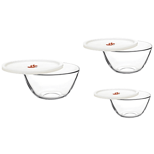 Buy Signoraware Mixing Borosilicate Glass Bowl With Lids - Clear Online ...