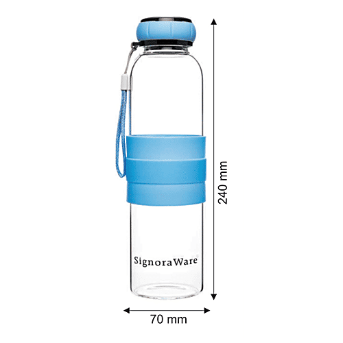 Buy Signoraware Aqua Marine Borosilicate glass Bottle with Silicon ...