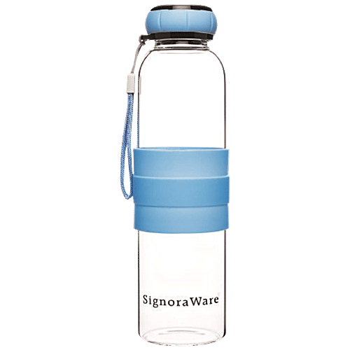 Buy Signoraware Aqua Marine Borosilicate glass Bottle with Silicon ...