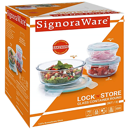 Buy Signoraware Lock N Store High Borosilicate Bakeware Safe Glass ...