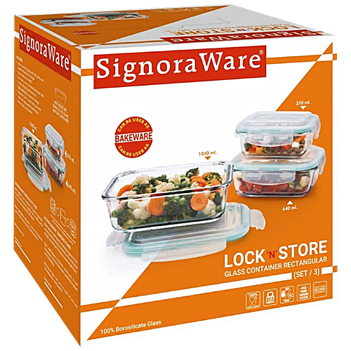 Buy Signoraware Lock N Store High Borosilicate Bakeware Safe Glass ...