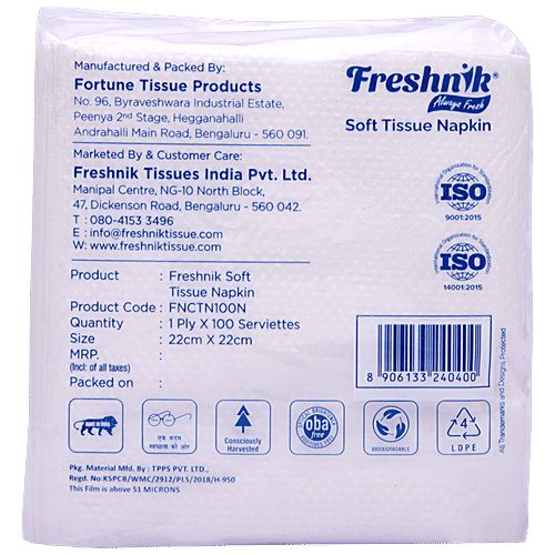 Buy Freshnik Tissues Cocktail Tissue Napkins / Serviettes - 100% Virgin ...