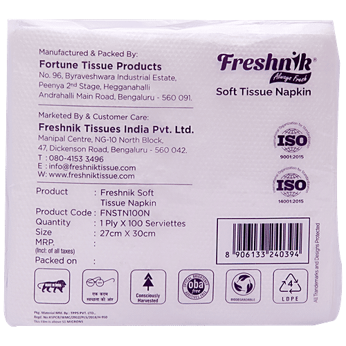 Buy Freshnik Tissues Soft Tissue Napkins / Serviettes - 100% Virgin ...