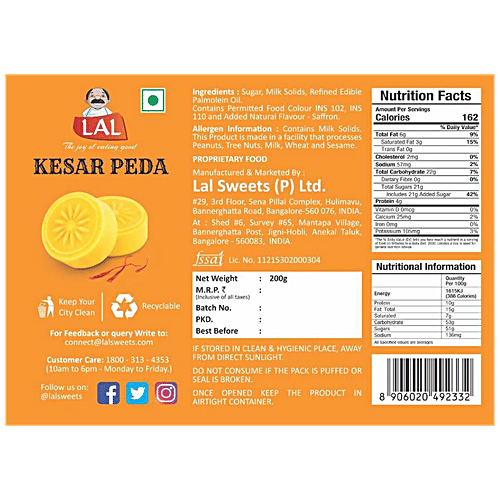 Buy Lal sweets Pvt Ltd Kesar Peda Online at Best Price of Rs 135 ...