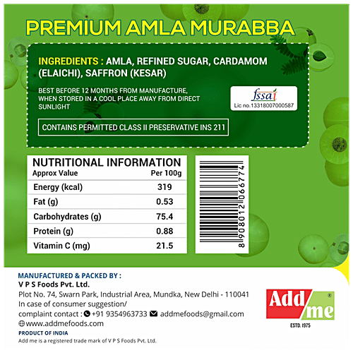 Buy Add Me Premium Amla Murabba - With Kesar & Elaichi, Immunity ...