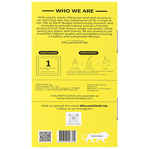 Buy Earth Buddy Dishwash Starter Kit - Lime & Citrus Sachet With ...