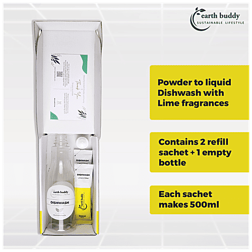 Buy Earth Buddy Dishwash Starter Kit - Lime & Citrus Sachet With ...