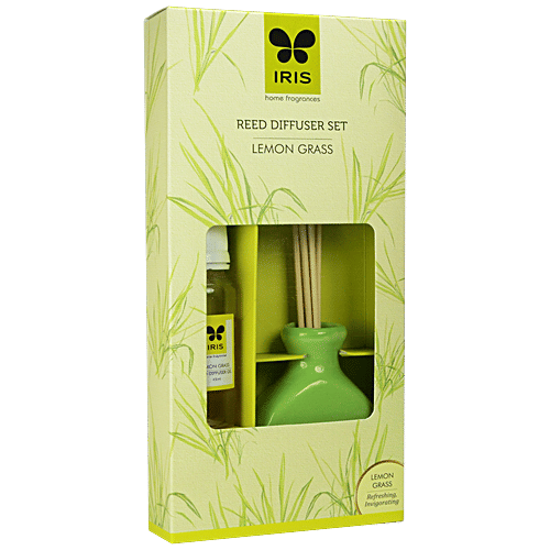 Buy IRIS Reed Diffuser Set - Ceramic Pot, Sticks & Oil, Lemon Grass Fragrance Online at Best ...