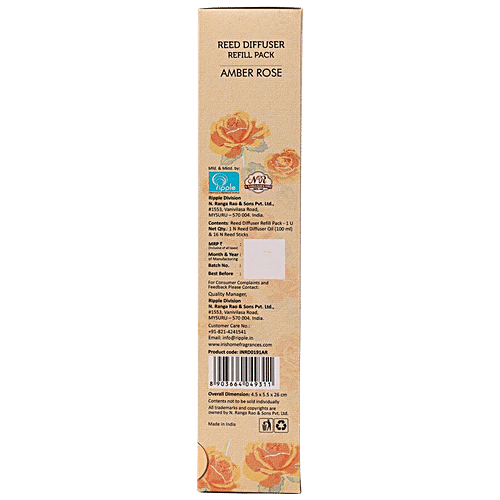 Buy IRIS Amber Rose Reed Diffuser Refill Set - 100 ml diffuser oil, 16 ...