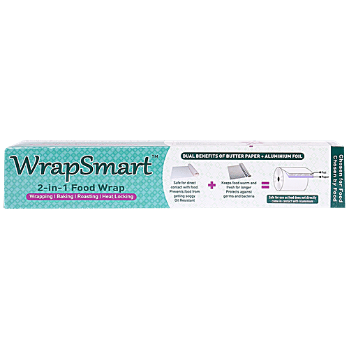 Buy WrapSmart 2-In-1 Food Wrap - Grease Resistant, No Chemical Coating ...