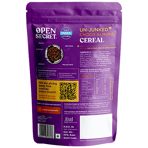 Buy Open Secret Choco Almond Cereal - No Refined Sugar, Rich In Fibre ...