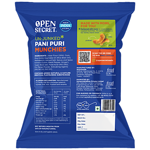Buy Open Secret Cream & Onion Munchies Puffed Snack - Made With Jowar ...
