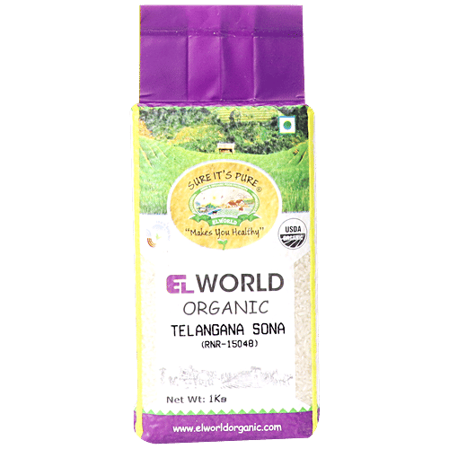 Buy Elworld Organic Telangana Sona Rice - Rich In Dietary Fibre Online ...