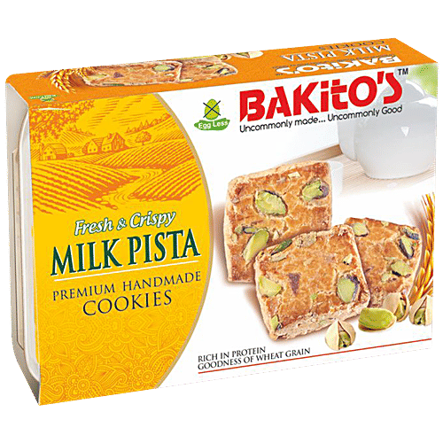 Buy BAKITO'S Milk Pista Cookies - Premium, Handmade, Eggless, Rich In ...
