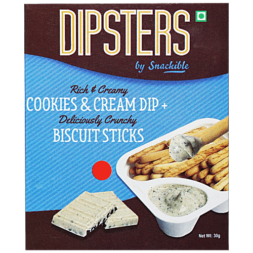 Buy Snackible Dipsters Cookies & Cream Dip With Biscuit Sticks - Smooth ...