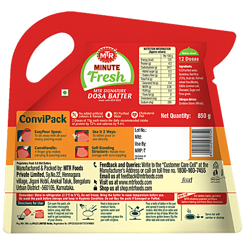 Buy MTR FOODS Minute Fresh Signature Dosa Batter - Made From Red Rice ...