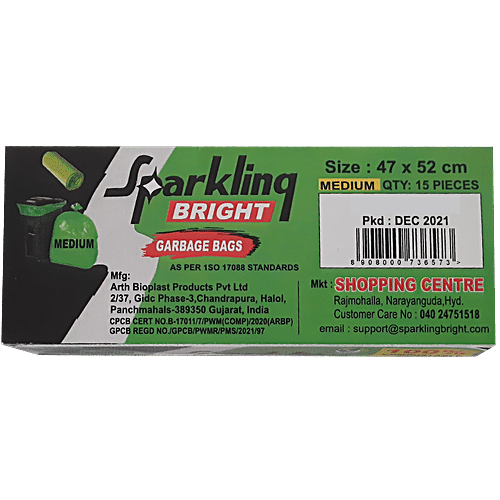 Buy Sparklingbright Garbage Bag - Medium, Green, 47X52 cm, Compostable ...