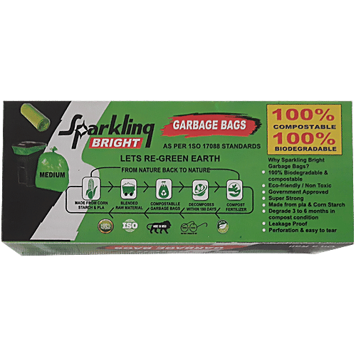 Buy Sparklingbright Garbage Bag - Medium, Green, 47X52 cm, Compostable ...