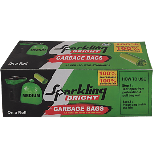 Buy Sparklingbright Garbage Bag - Medium, Green, 47X52 cm, Compostable ...