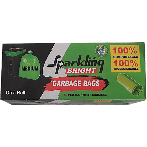 Buy Sparklingbright Garbage Bag - Medium, Green, 47X52 cm, Compostable ...