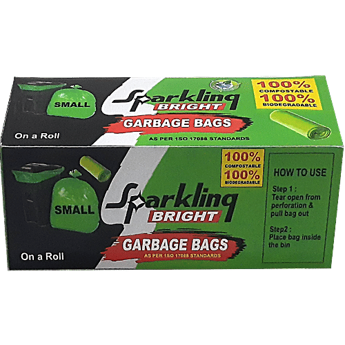 Buy Sparklingbright Garbage Bag - Small, Green, 43X46 cm, Compostable ...