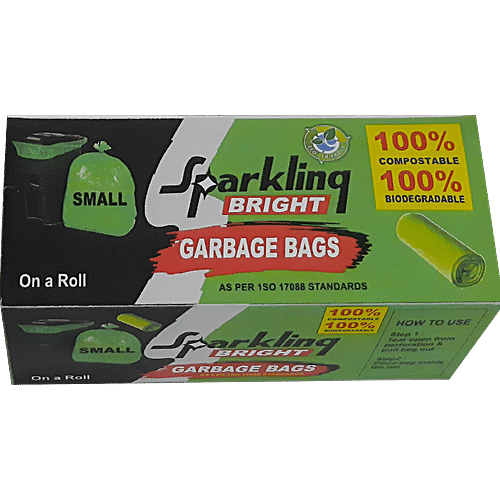 Buy Sparklingbright Garbage Bag - Small, Green, 43X46 cm, Compostable ...