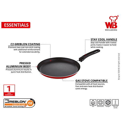 Buy Wellberg Non-Stick Cookware Set - Tawa & Frypan, Durable, Rustproof ...