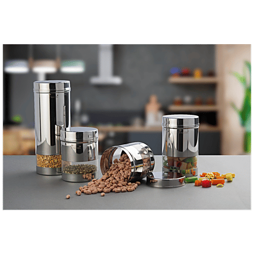 Buy PddFalcon Stainless Steel See-N-Store See Through Canister - Mirror ...