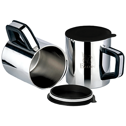 Buy PddFalcon Double Wall Bakelite Steel Coffee/Tea Mug With Lid ...
