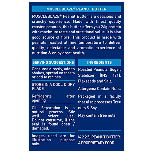 Buy MuscleBlaze Peanut Butter With Added Omega Acids - Crunchy ...