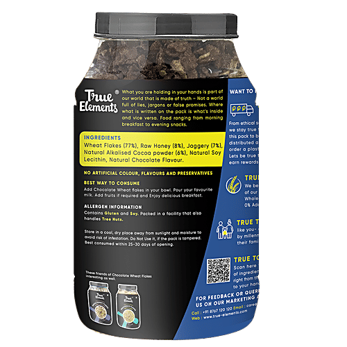 Buy True Elements Chocolate Wheat Flakes - Honey & Jaggery, Rich In ...